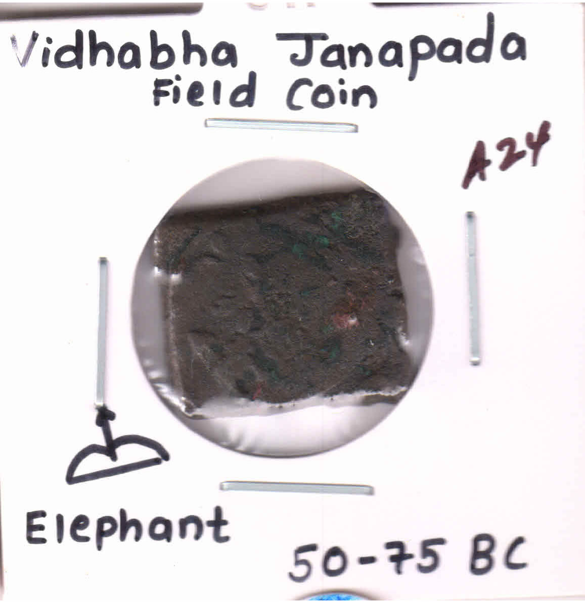Vidharbha - 75 - 50 bc elephant coin A24 - KB Coins & Currencies
