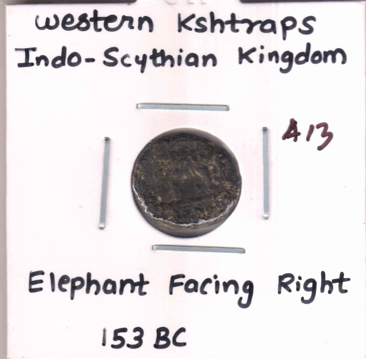 Western Kshtraps , Indo Scythian kingdom , 153 bc elephant coin A13 ...