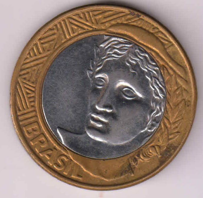 Brazil 20 real 2007 vf bimetal coin - KB Coins & Currencies