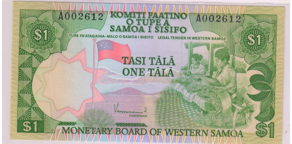 Western Samoa 1 tala 1980 unc currency note - KB Coins & Currencies
