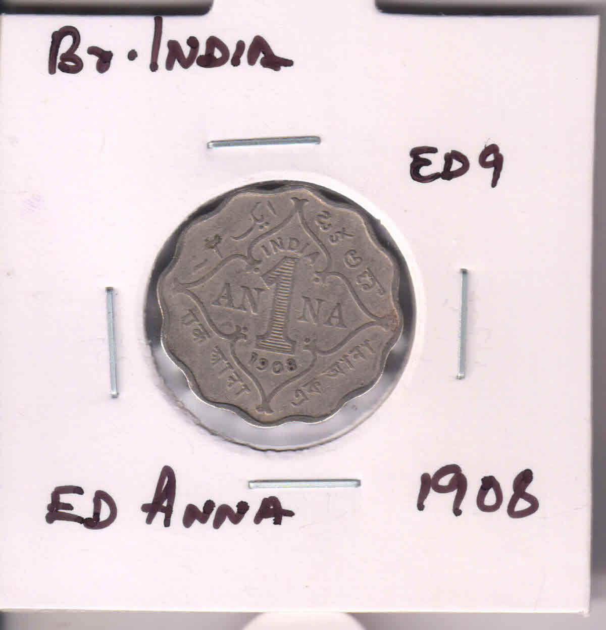 Br. India - 1 anna Edward VII , 1908 , coin Ed9 - KB Coins & Currencies