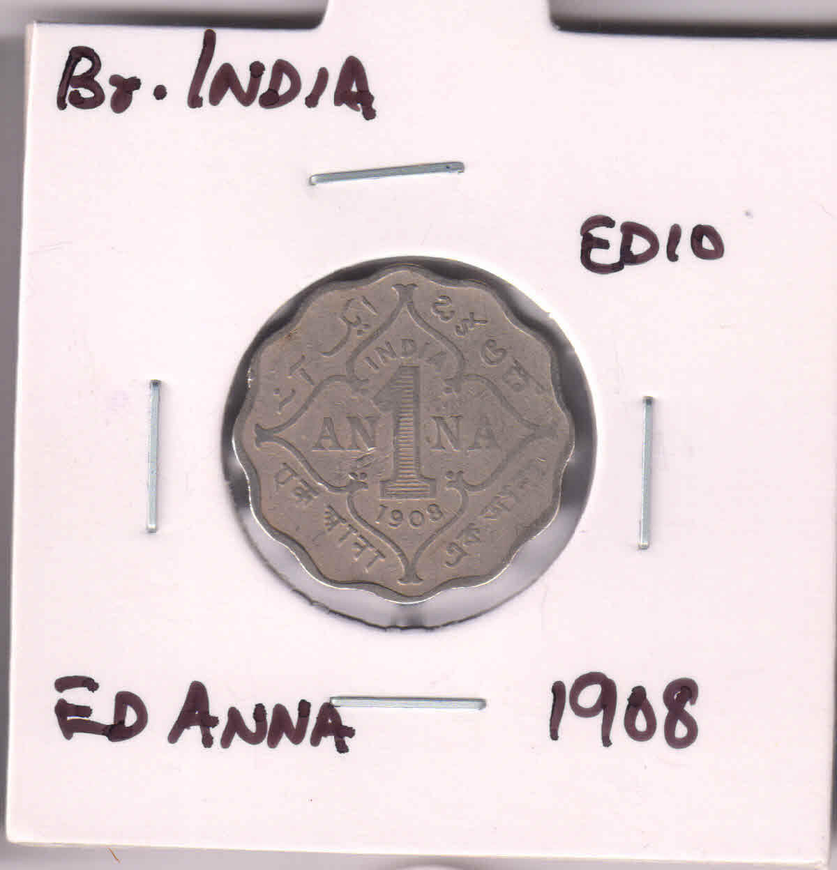 Br. India - 1 anna Edward VII , 1908 , coin Ed10 - KB Coins & Currencies