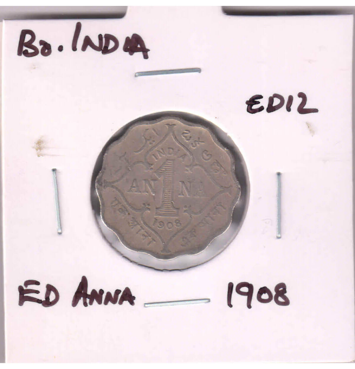 Br. India - 1 anna Edward VII , 1908 , coin Ed12 - KB Coins & Currencies