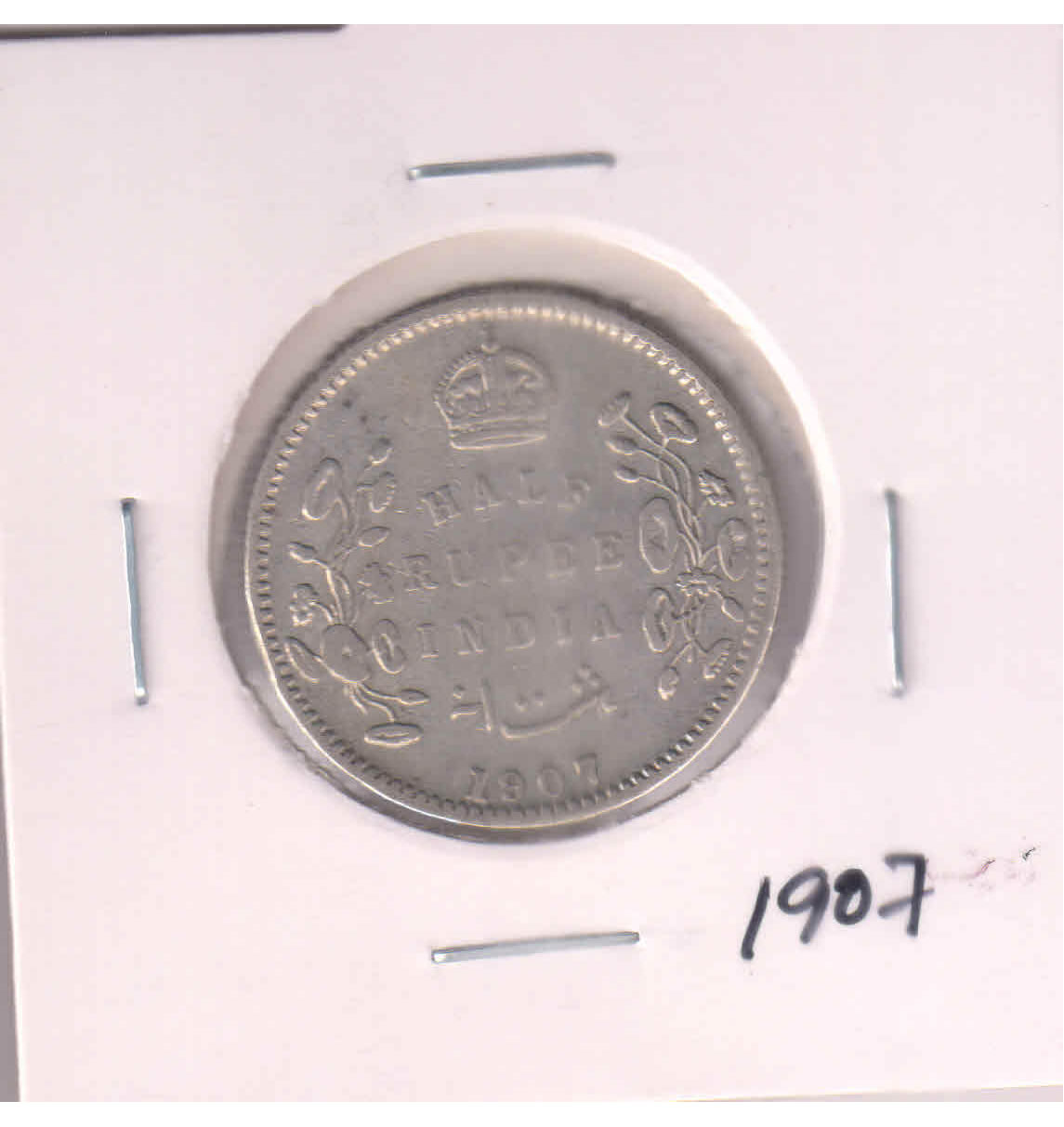 Br. India – Edward 1/2 rupee 1907 silver coin - KB Coins & Currencies