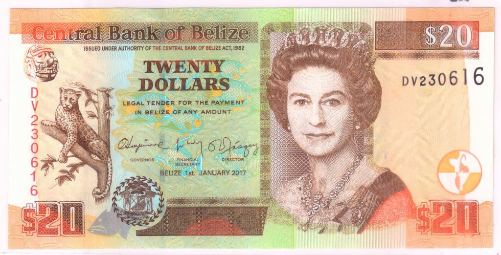 Belize 20 dollars 2020 unc currency note - KB Coins & Currencies