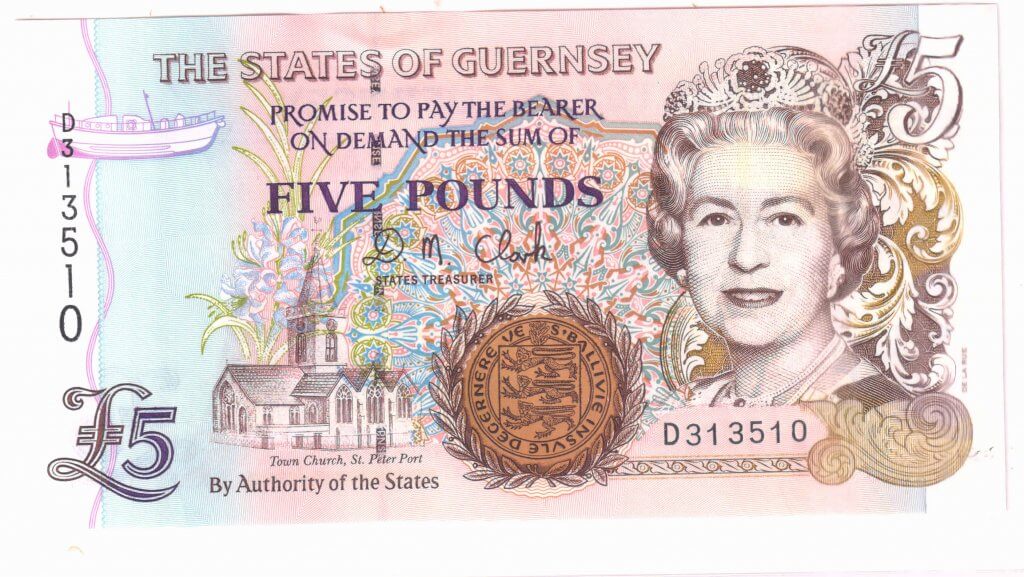 Guernsey 5 pounds unc currency note - KB Coins & Currencies