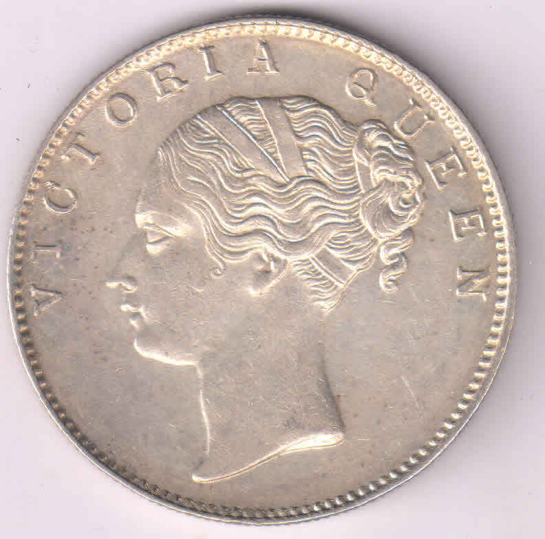 East India co. - 1 rupee 1840 continue legend 19 berries, Bombay Xf ...