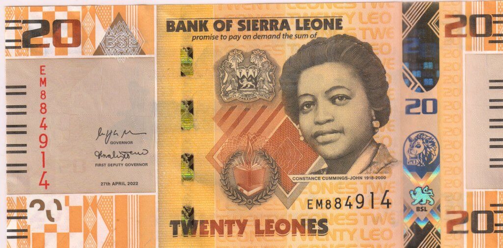 SIERRA LEONE – 20 Leones 2022 unc currency note - KB Coins & Currencies