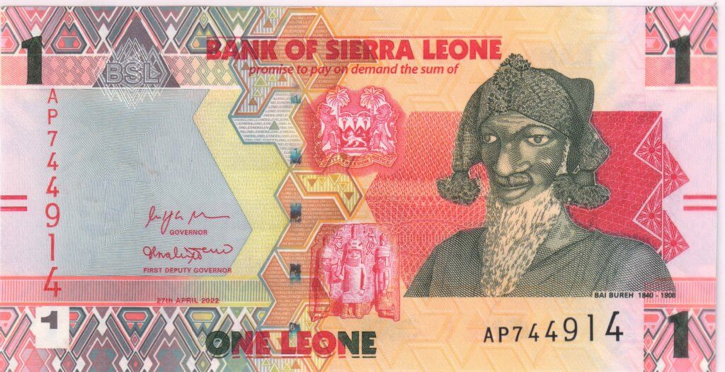 SIERRA LEONE – 1 Leone 2022 unc currency note - KB Coins & Currencies