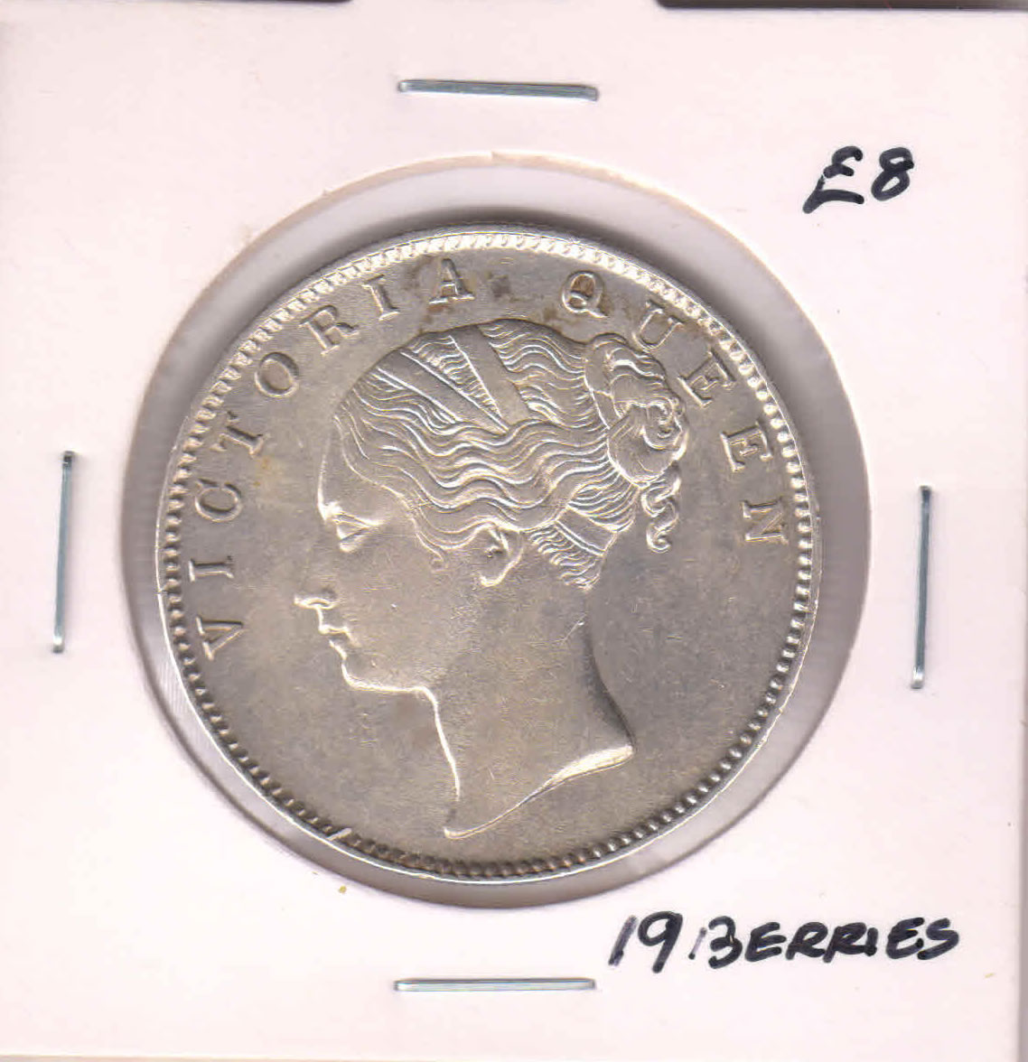East India co. - 1 rupee 1840 continue legend 19 berries Xf coin E 18 ...