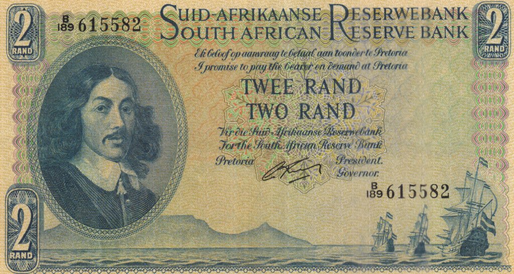 South Africa – 2 rand 1952 xf currency note - KB Coins & Currencies