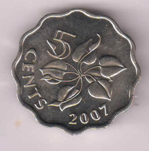 Swaziland 5 cents 2005 unc coin - KB Coins & Currencies