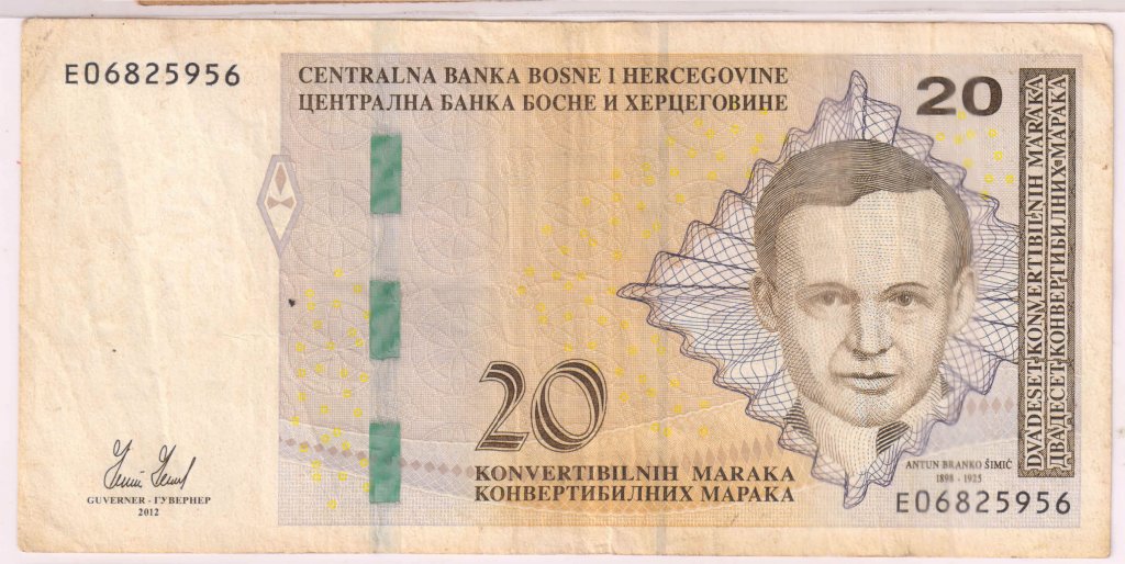 Bosnia Herzegovina - 20 maraka 2012 used currency note - KB Coins ...