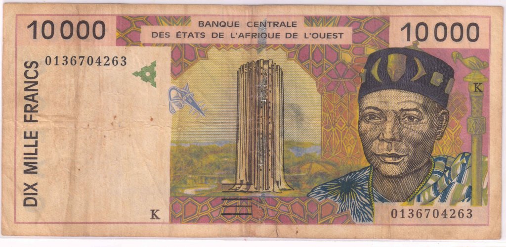 Senegal- West African States ( K) 10000 Francs 1992 – 2001 ,used ...