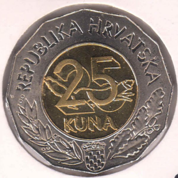 Croatia - 25 kuna 2004 unc bimetal coin - KB Coins & Currencies