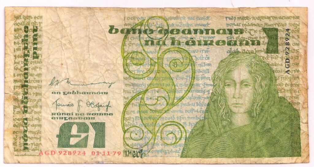 Ireland – 1 pound 1989 used currency note - KB Coins & Currencies