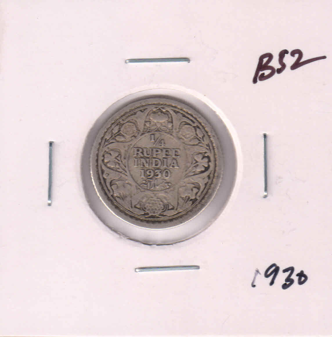 Br. India - 1/4 rupee 1930 scarce year silver coin B52 - KB Coins ...