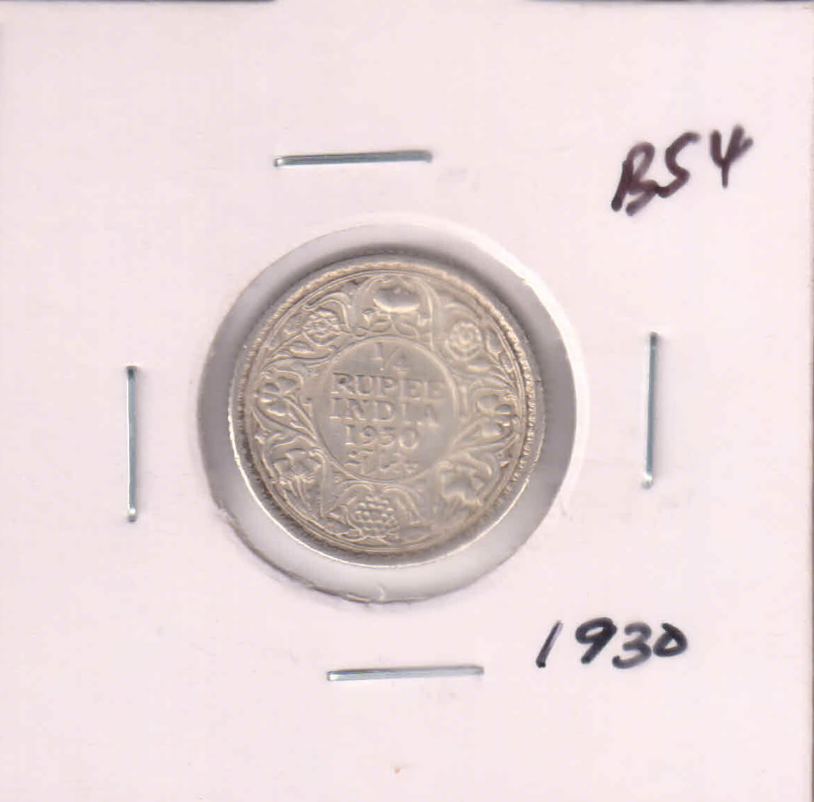 Br. India - 1/4 rupee 1930 scarce year silver coin - KB Coins & Currencies