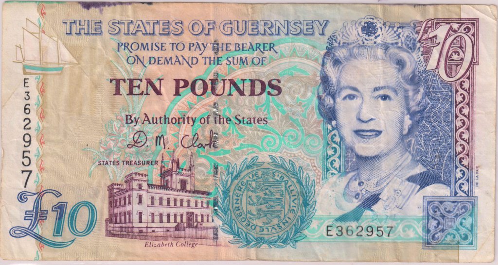 Guernsey 10 pounds vf currency note - KB Coins & Currencies