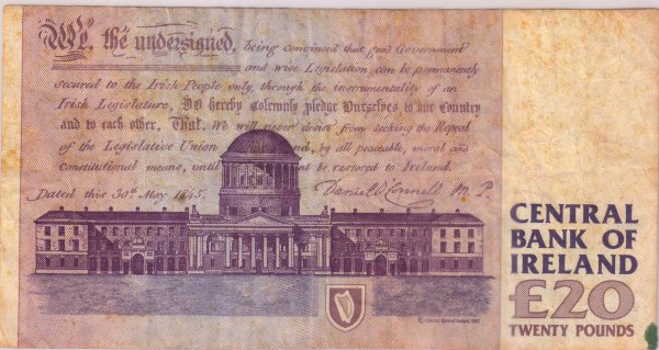Ireland 20 pounds 1999 vf currency note - KB Coins & Currencies