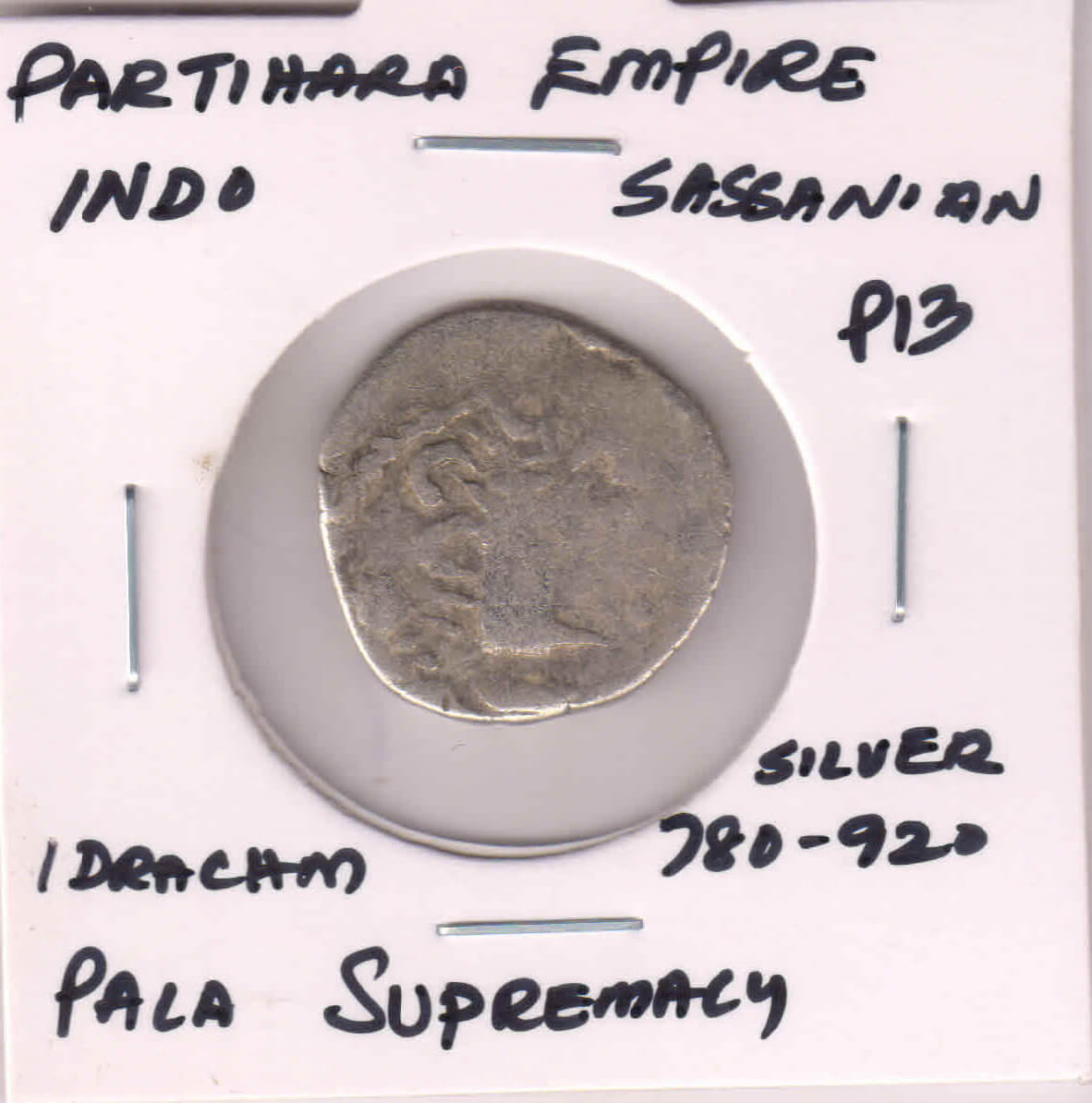 Partihara Empire / Indo Sassanian 1 drachm 780 - 920 ad silver coin P13 ...