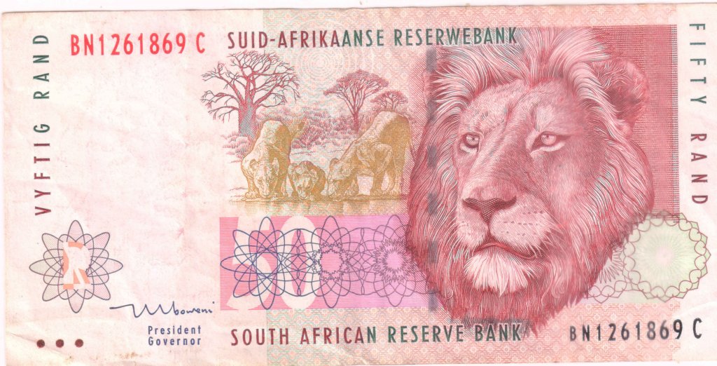 South Africa - 50 rands vf currency note - KB Coins & Currencies