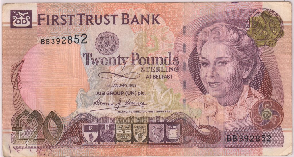 Northern Ireland -1st trust bank 20 pounds 2007 Vf currency note - KB ...