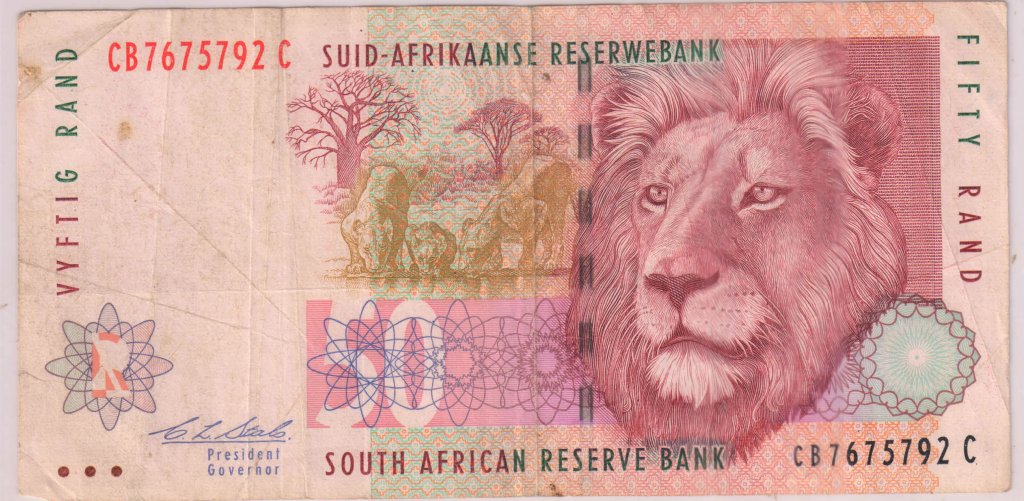 South Africa - 50 rands vf currency note - KB Coins & Currencies