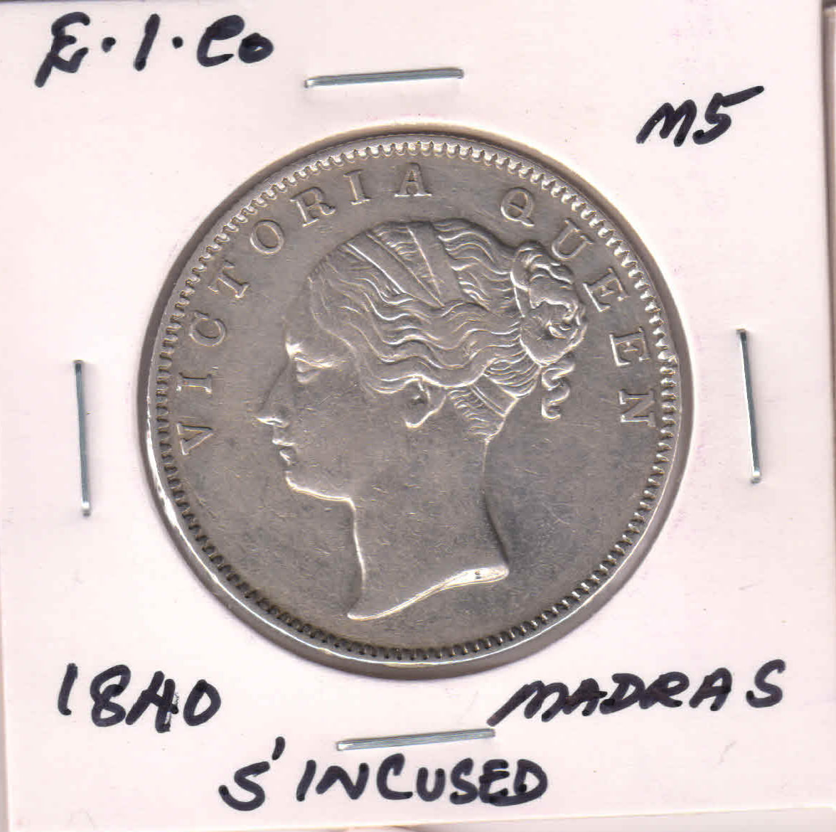 East India co. rupee 1840 continue legend "S" Madras mint silver coin ...