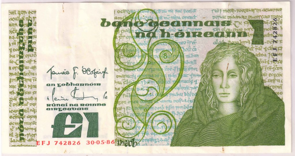 Ireland – 1 pound 1989 vf currency note - KB Coins & Currencies