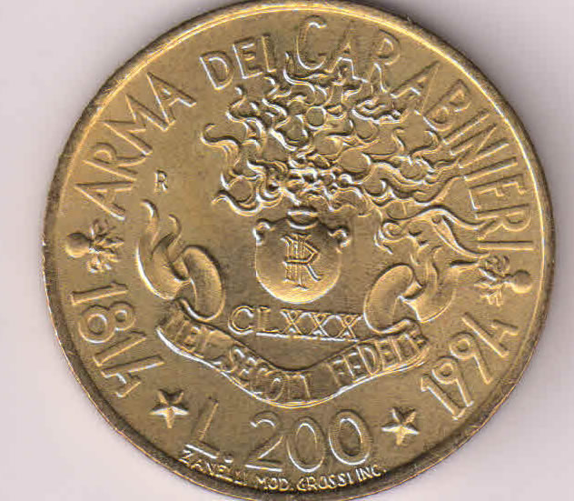 Italy - 200 lire Commemorative xf brass coin - KB Coins & Currencies