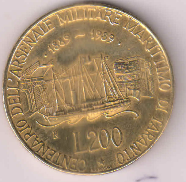 Italy - 200 lire Commemorative xf brass coin - KB Coins & Currencies