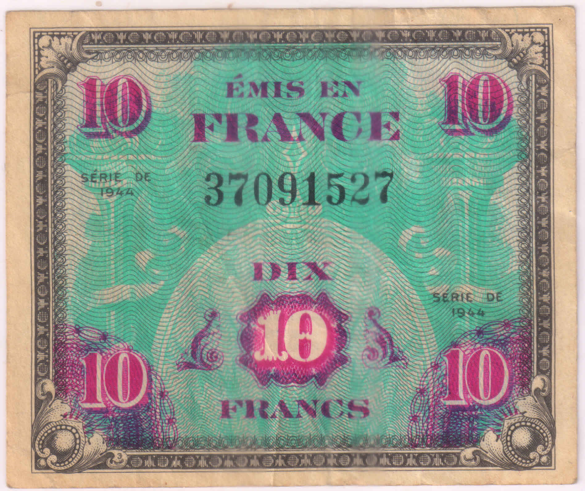 France - Allied Military ,10 francs 1944 vf currency note - KB Coins ...