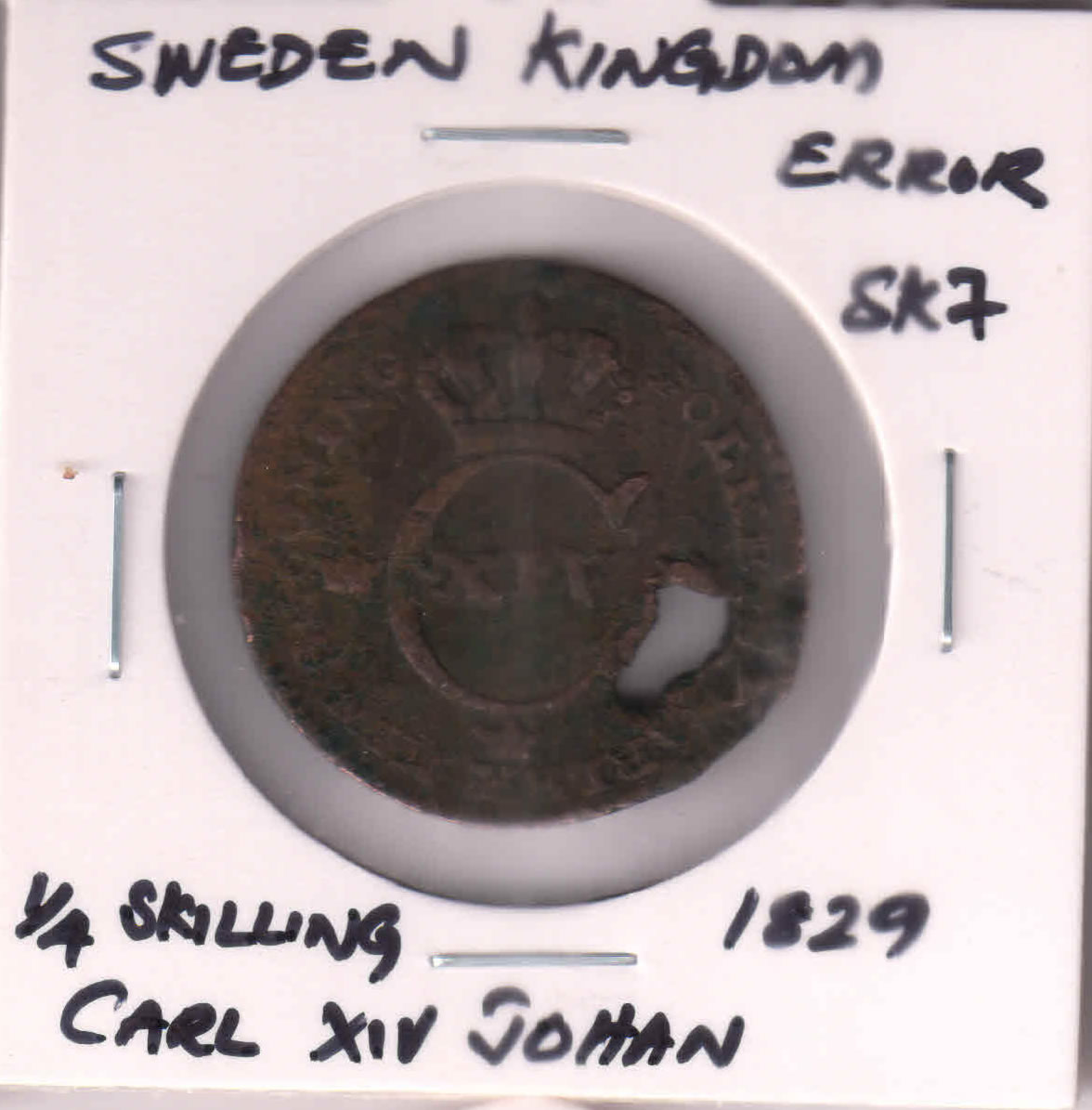 Sweden Kingdom – 1/4 skilling 1829, Carl XIV Johan ( 1819 – 1830 ...