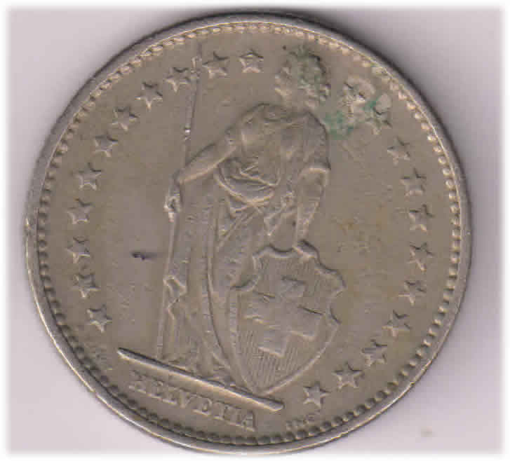 Switzerland - 1 franc 1968 cn coin - KB Coins & Currencies