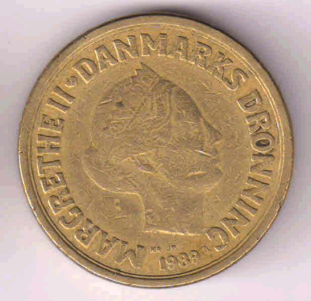 Denmark - 10 kroner 1989 brass coin D4 - KB Coins & Currencies