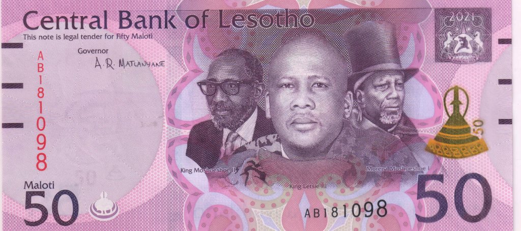 Lesotho : 50 Maloti unc currency note - KB Coins & Currencies