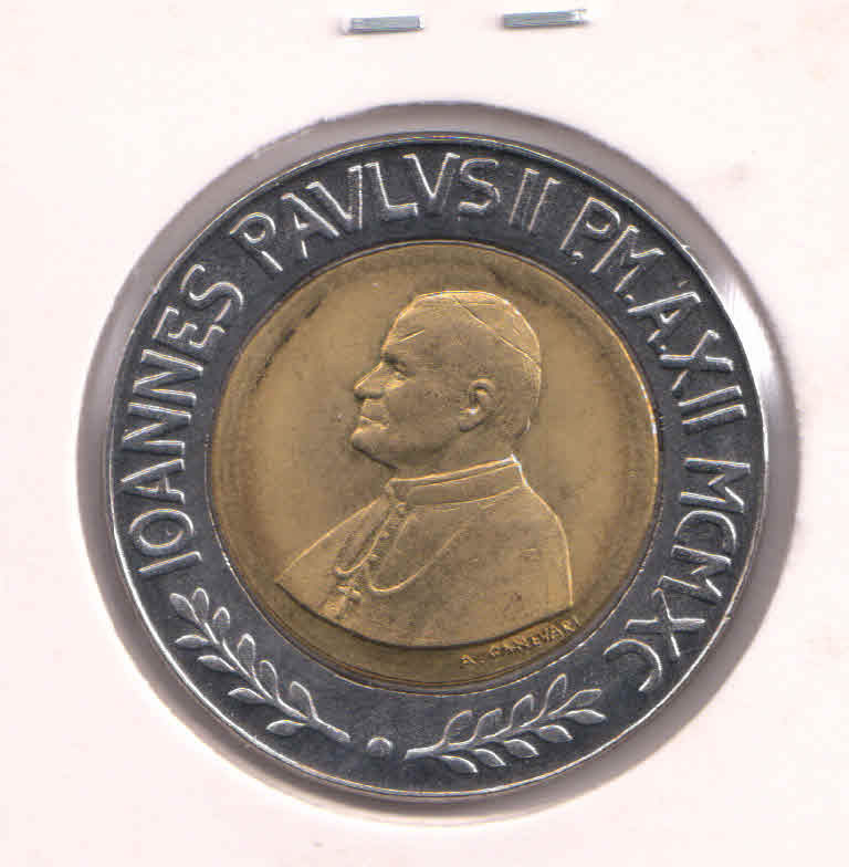 Vatican 500 lire " Pope" bimetal coin V2 - KB Coins & Currencies