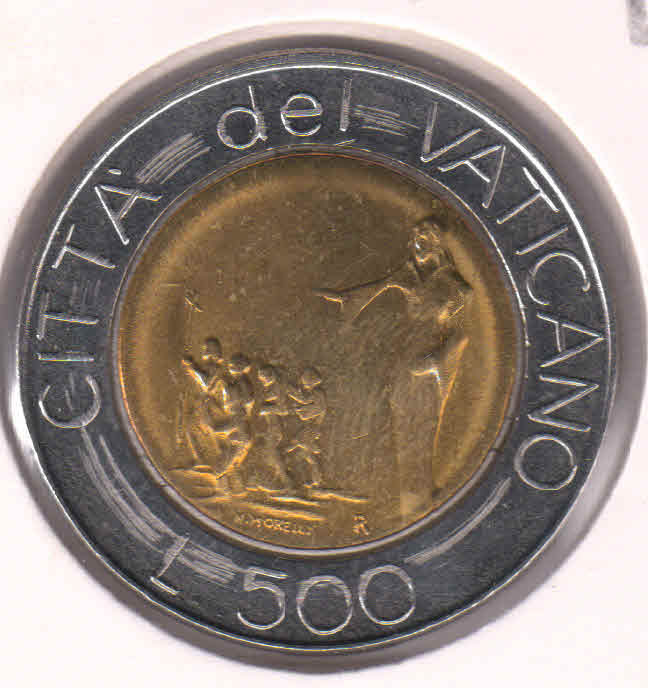 Vatican 500 lire " Pope" bimetal coin V5 - KB Coins & Currencies