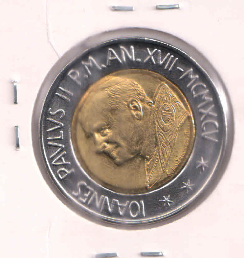 Vatican 500 lire " Pope" bimetal coin V7 - KB Coins & Currencies
