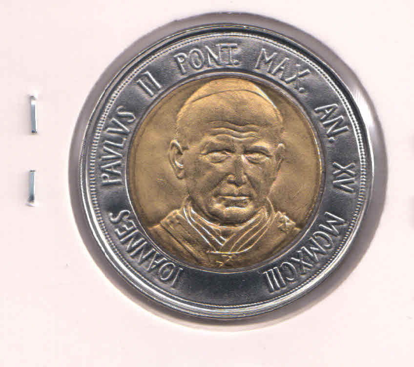 Vatican 500 lire " Pope" bimetal coin V10 - KB Coins & Currencies