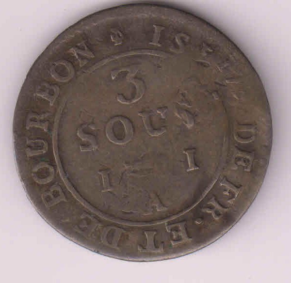 Isle of Bourbon 3 sols 1781 rare coin - KB Coins & Currencies