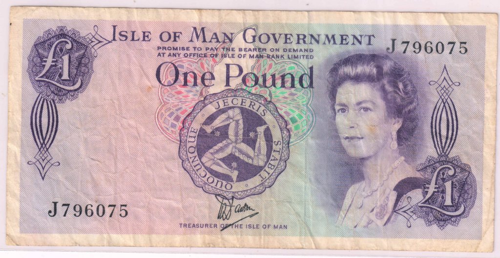 Isle on Man - 1 pound 1972 - 76 vf currency note - KB Coins & Currencies