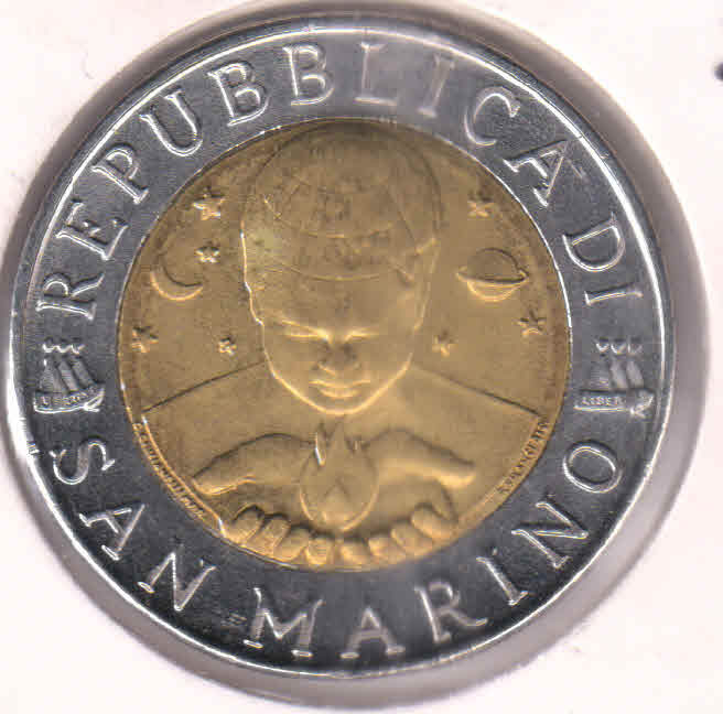 San Marino 500 lira 1996 bimetal coin S9 - KB Coins & Currencies