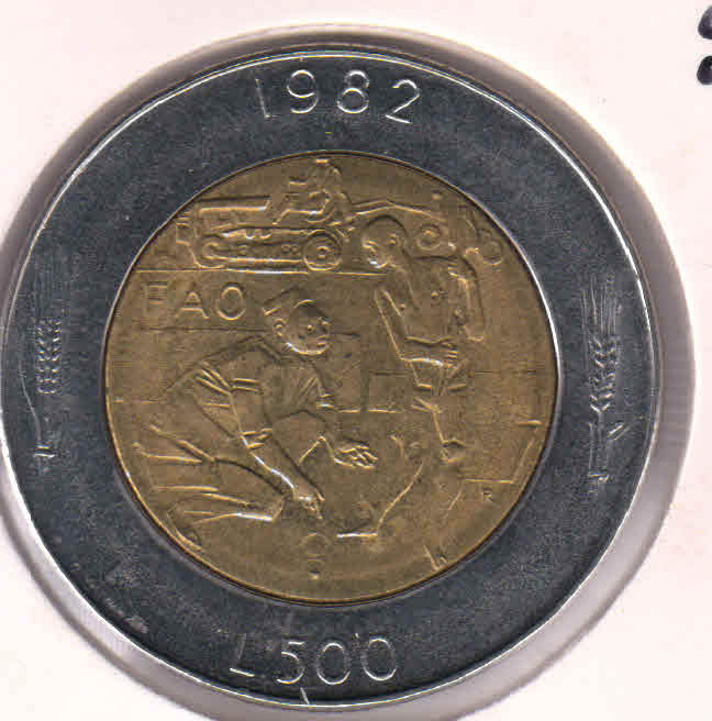 San Marino 500 lira 1982 bimetal coin S11 - KB Coins & Currencies