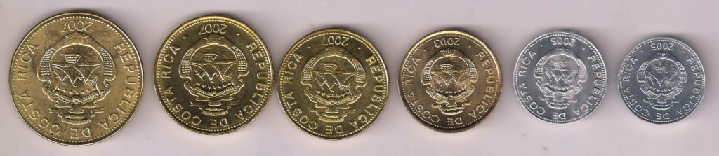 Costa Rica - set of 6 unc coins - KB Coins & Currencies