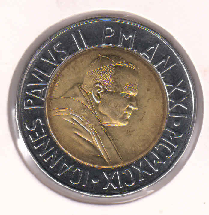 Vatican 500 lire " Pope" bimetal coin V5 - KB Coins & Currencies