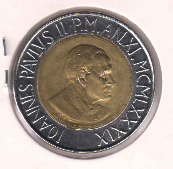 Vatican 500 lire " Pope" bimetal coin V6 - KB Coins & Currencies