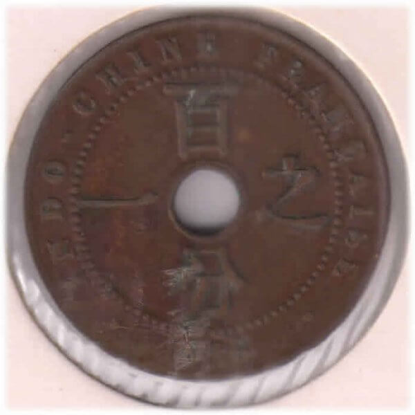 French Indo China -1 cent KM 12.1 ,1916 bronze holed coin - KB Coins ...