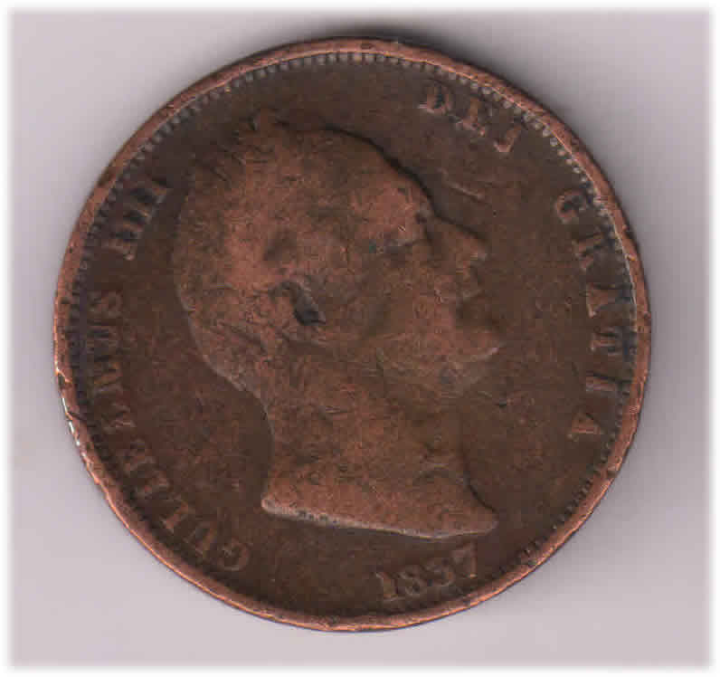 United Kingdom - 1 penny 1837 copper coin - KB Coins & Currencies